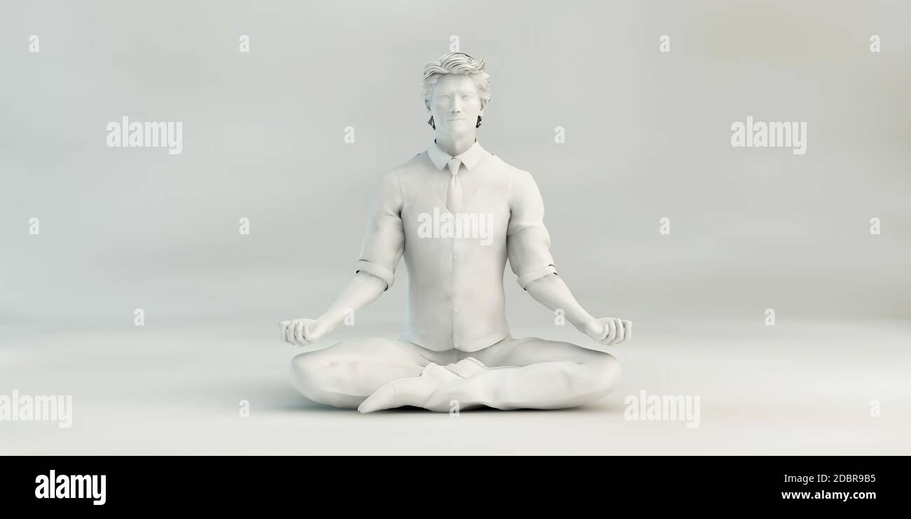 Business Man Zen Meditating and Keeping Calm or Stress Free Stock Photo ...