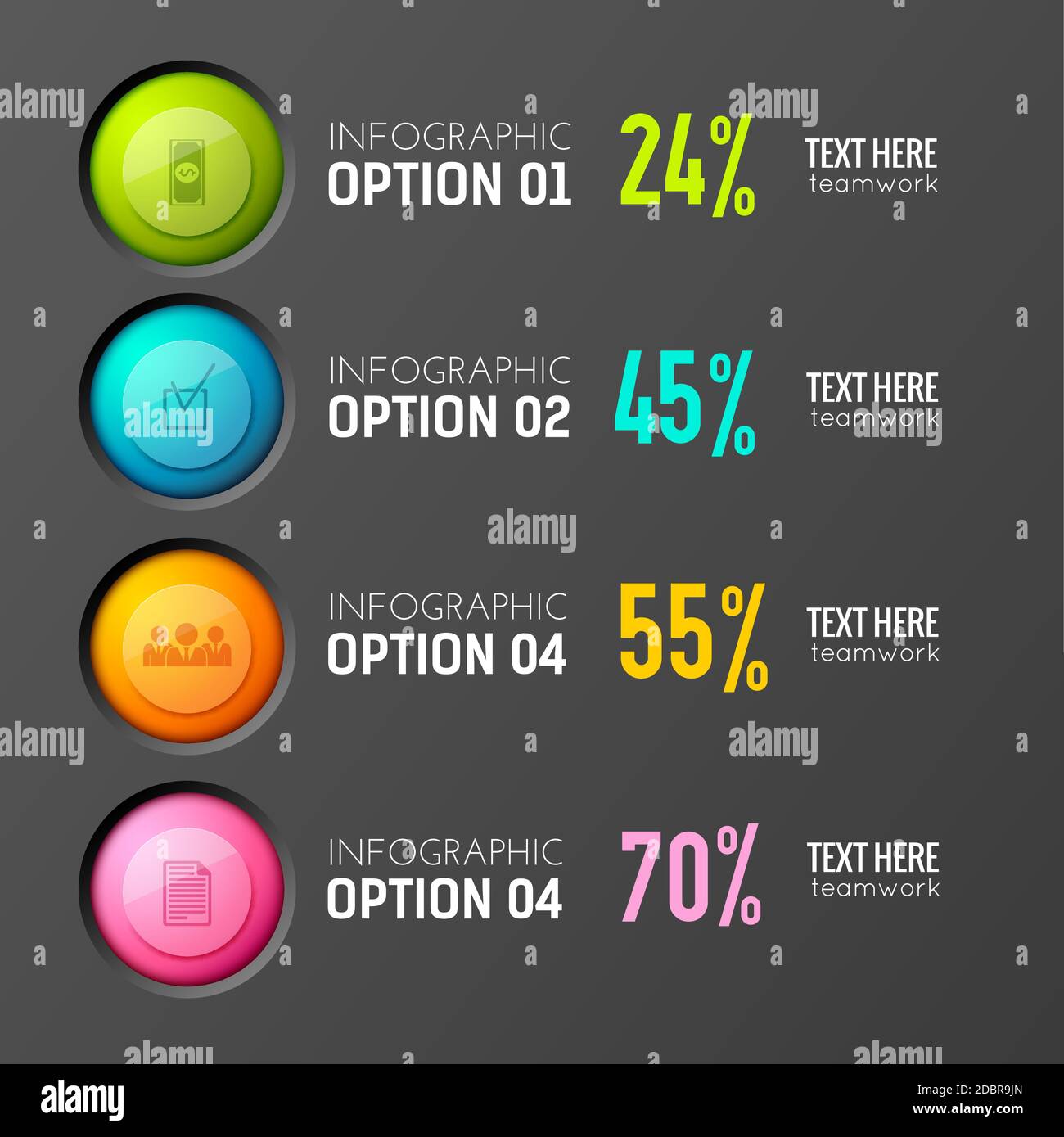 Interactive poll concept with three options illustrated with circle ...