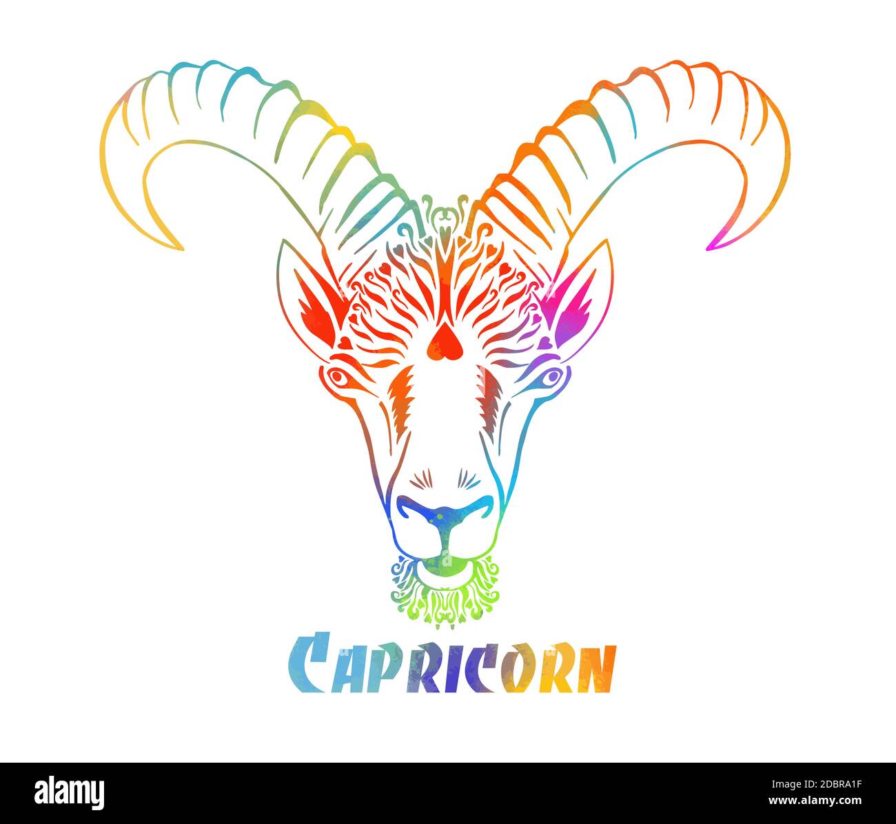 Capricorn is the sign of the zodiac. The goat's head. T-shirt print ...