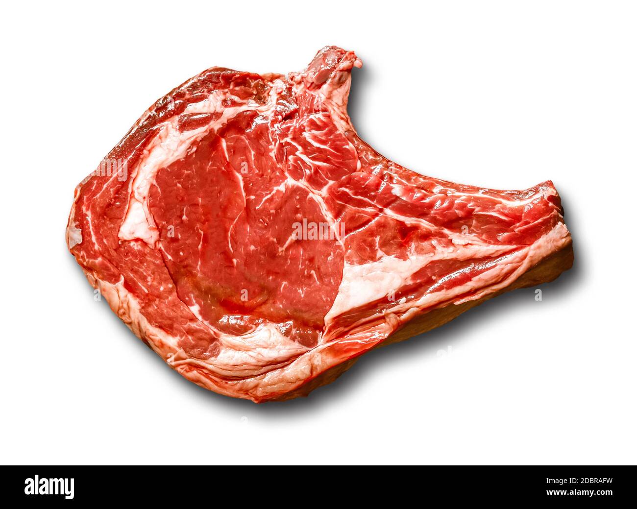 Raw beef prime rib isolated on white background. Top view Stock Photo ...
