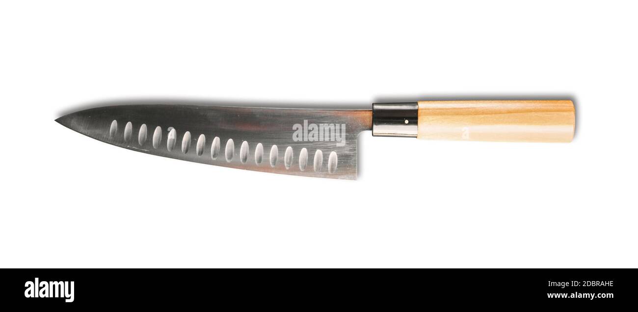 Traditional Japanese gyuto chief knife isolated on white background ...