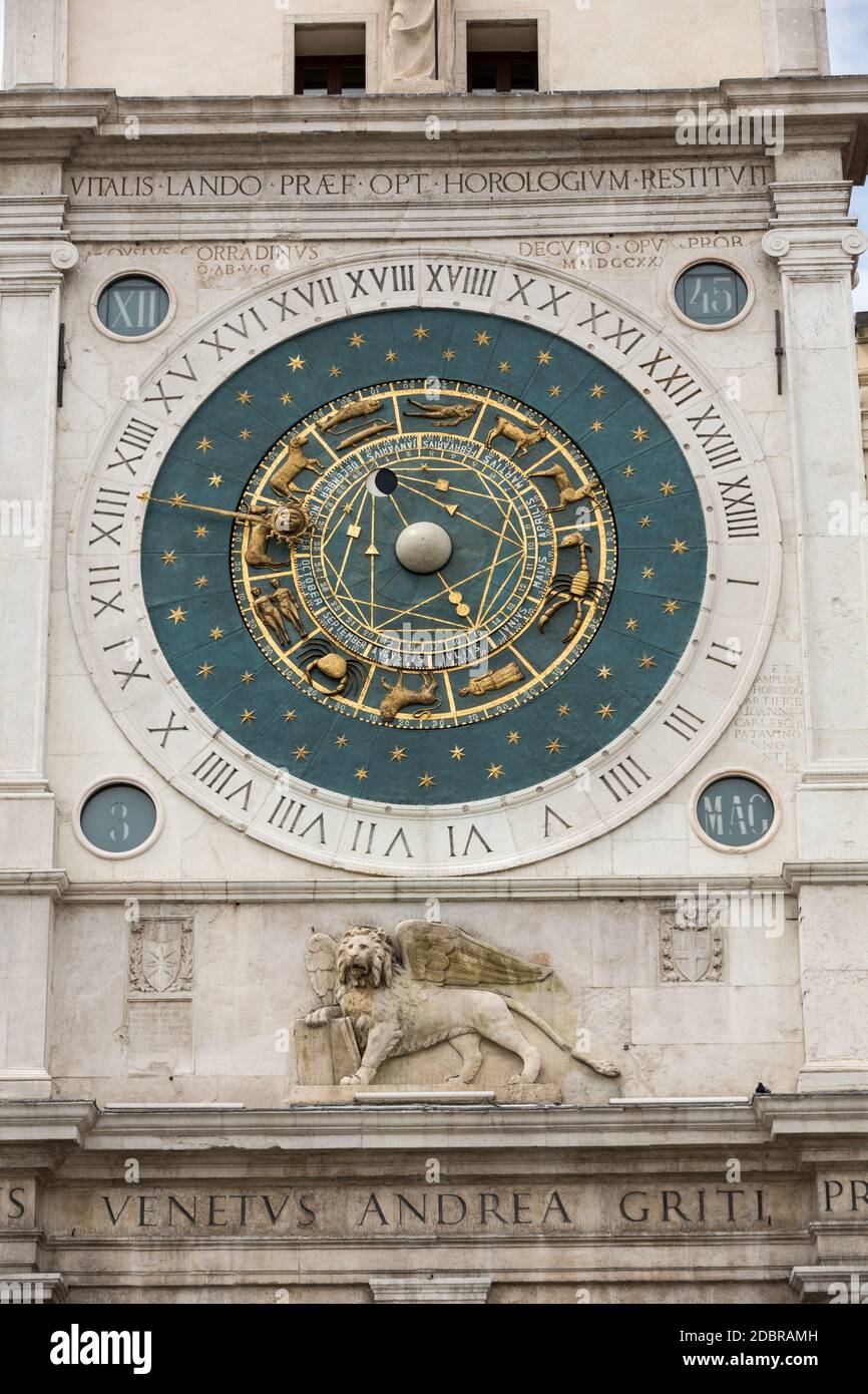 Clock tower building of medieval origins overlooking Piazza dei Signori ...