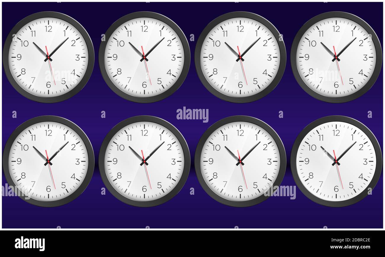 collection of world clock on abstract backgrounds Stock Photo - Alamy