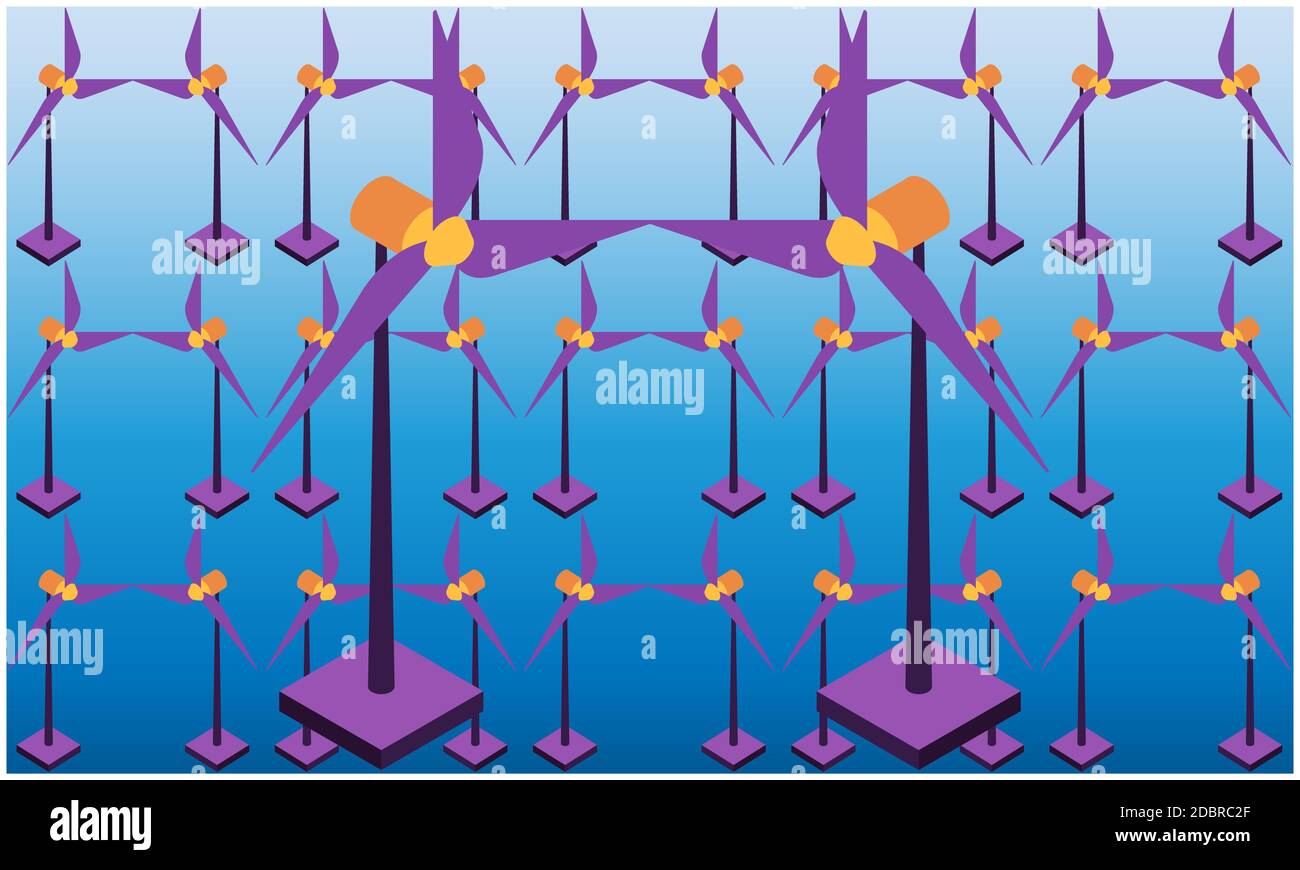 collection of various sizes of windmill on abstract background Stock ...