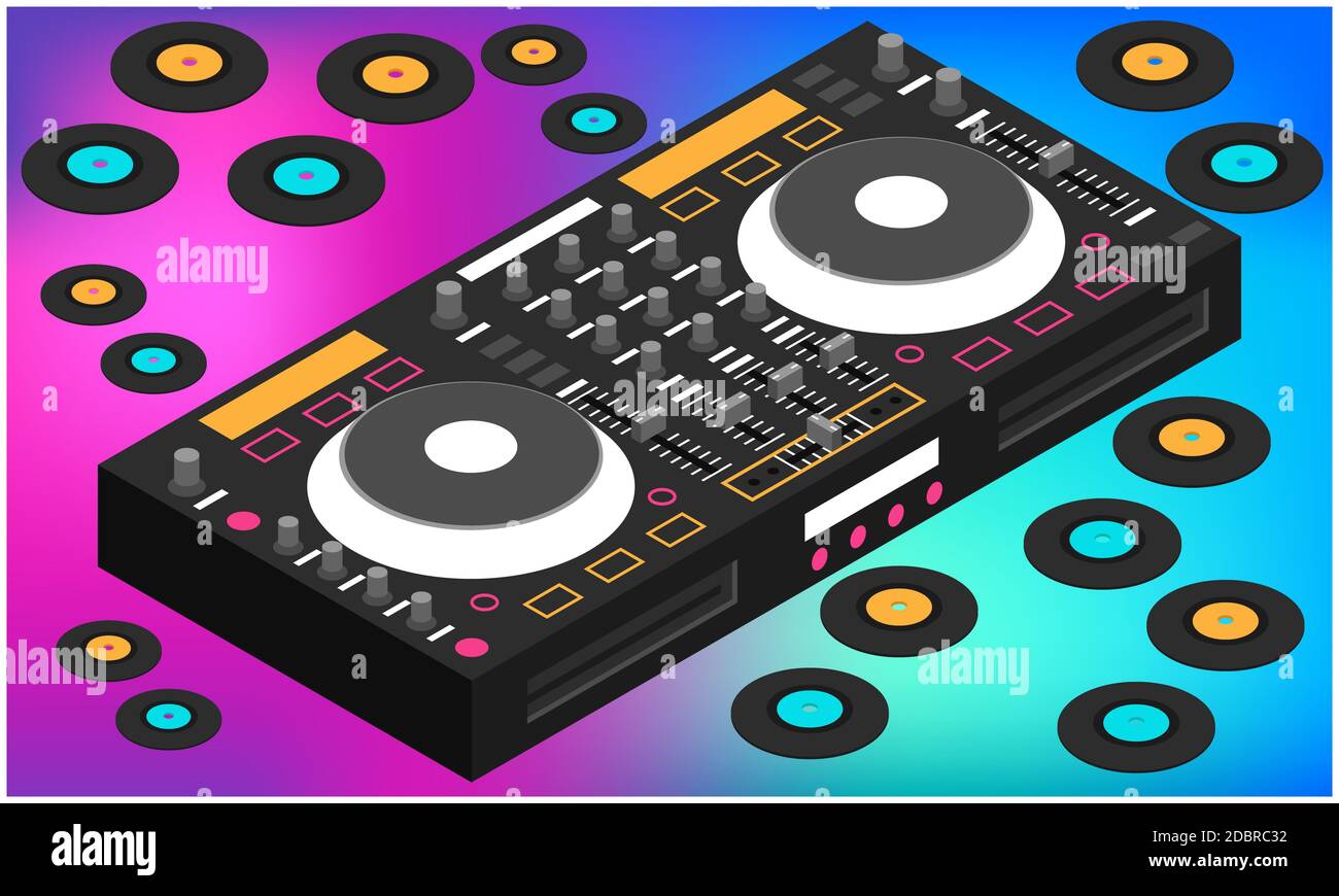 mock up illustration of songs console on abstract background Stock ...