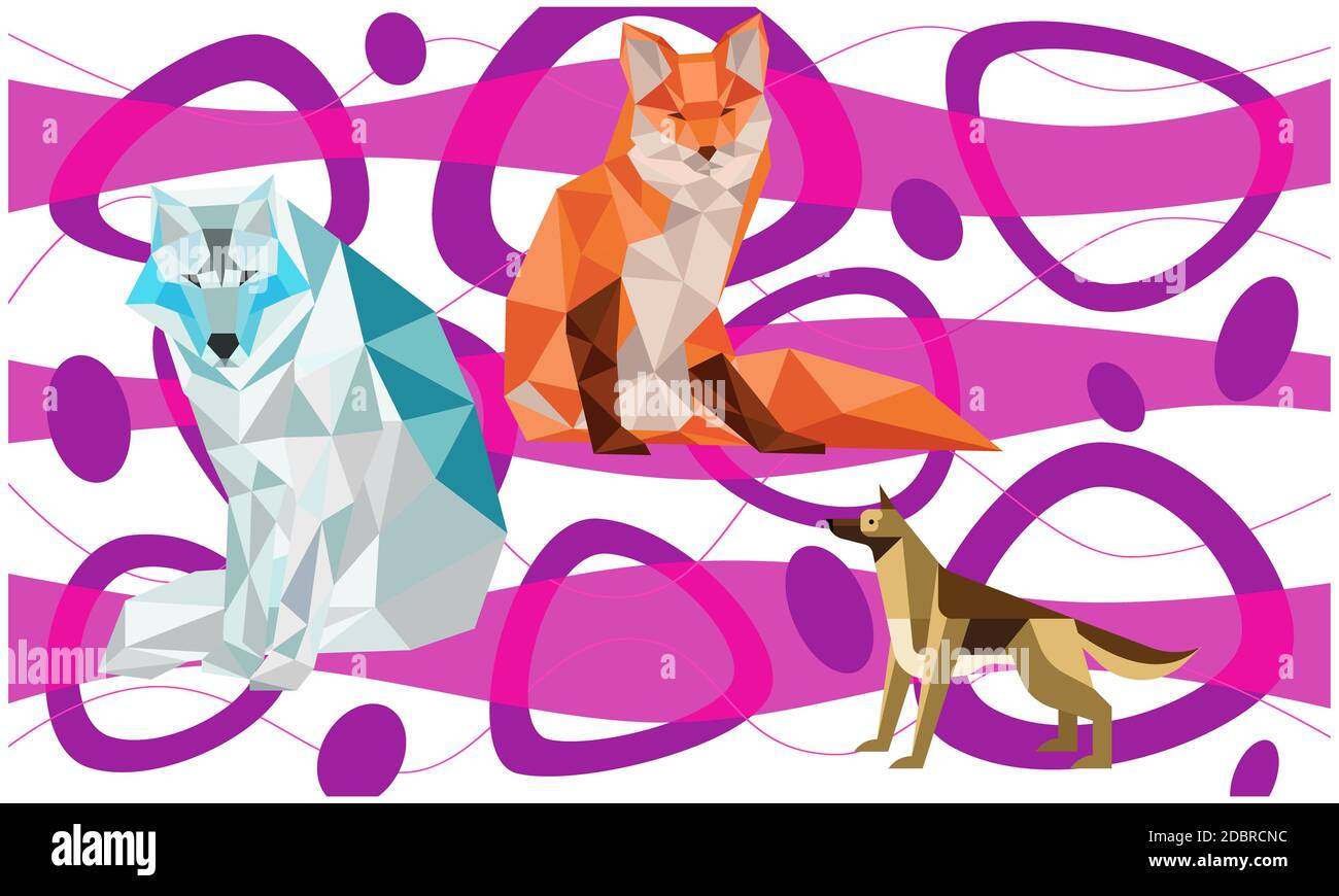 animals made up of different type of Triangles on art background Stock ...