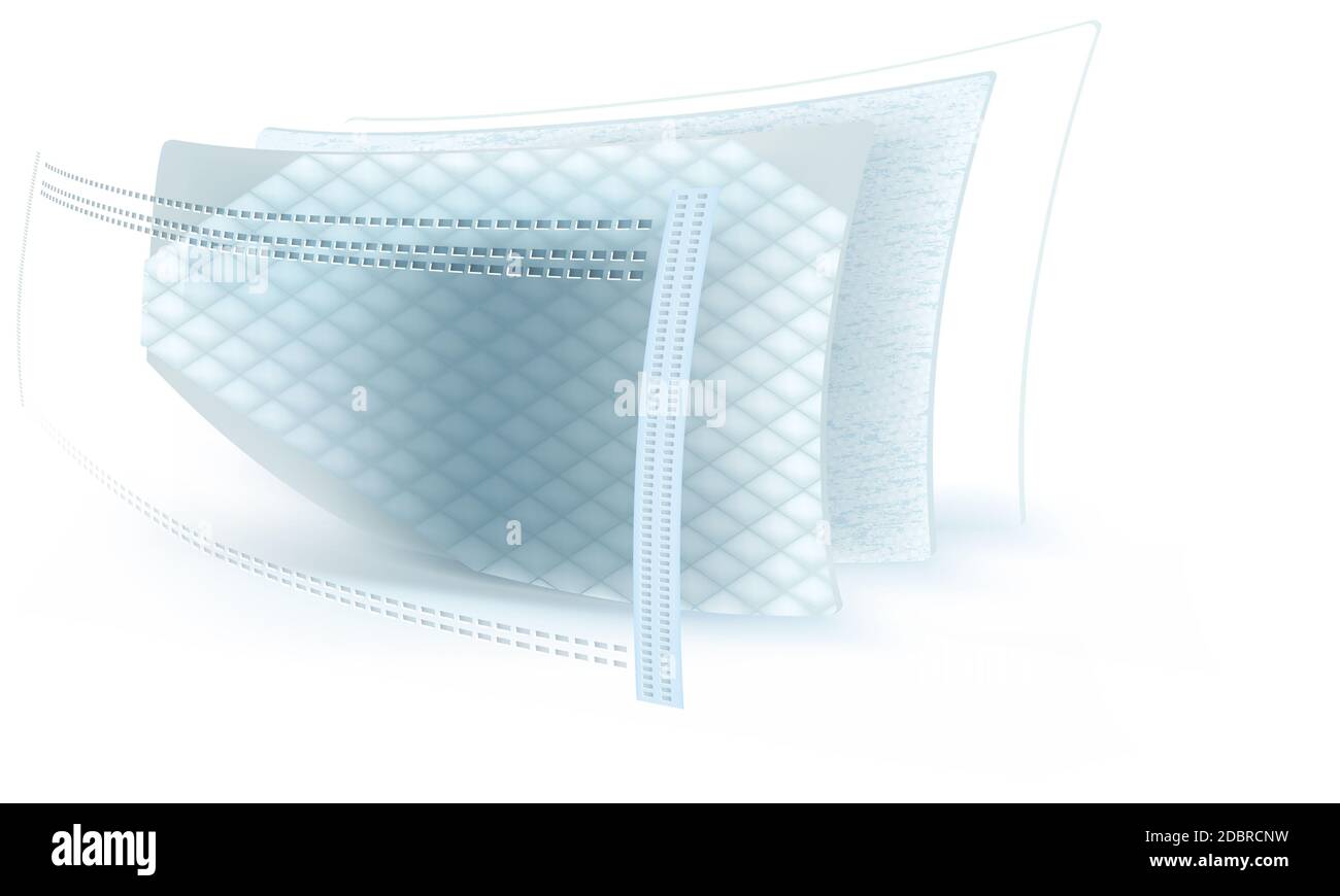 three layer mask internal view to stop dust and germs particle Stock ...