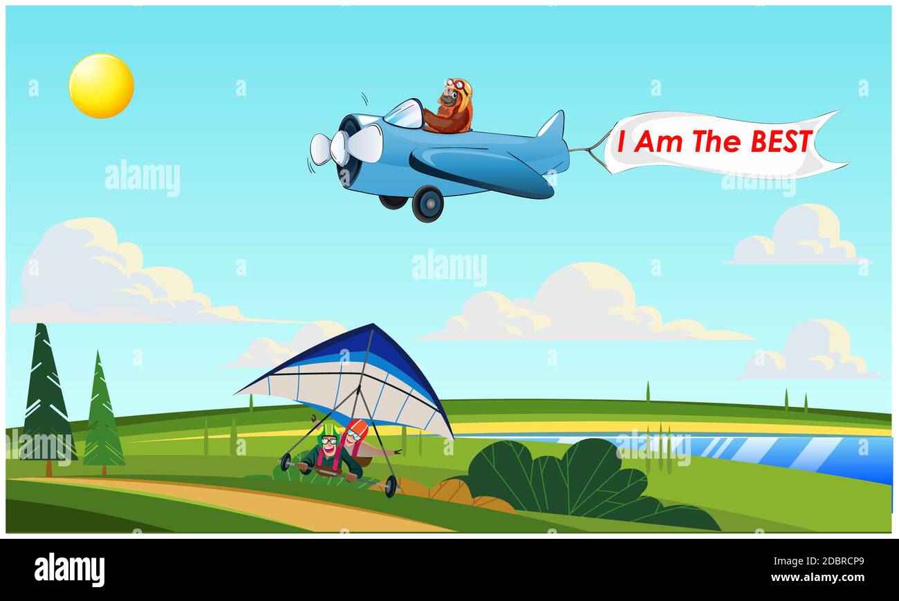 plane is flying above the garden with flag Stock Photo - Alamy