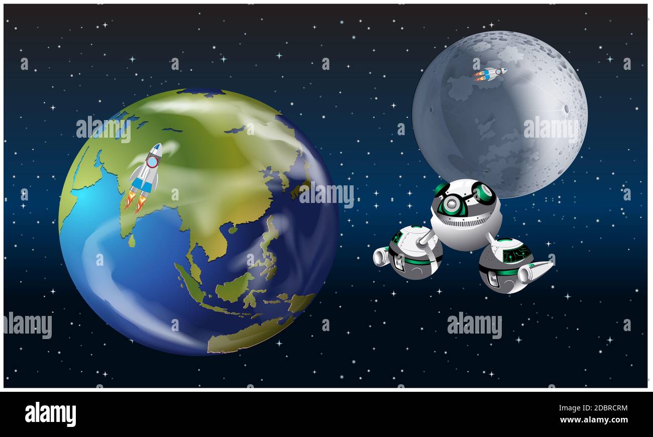 spaceship and satellite are traveling from earth to moon regularly ...