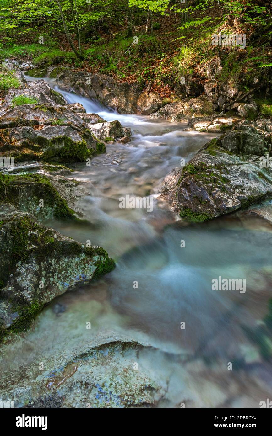 Kesselbach waterfall on Kesselberg mountain, near Kochel, Bavaria ...