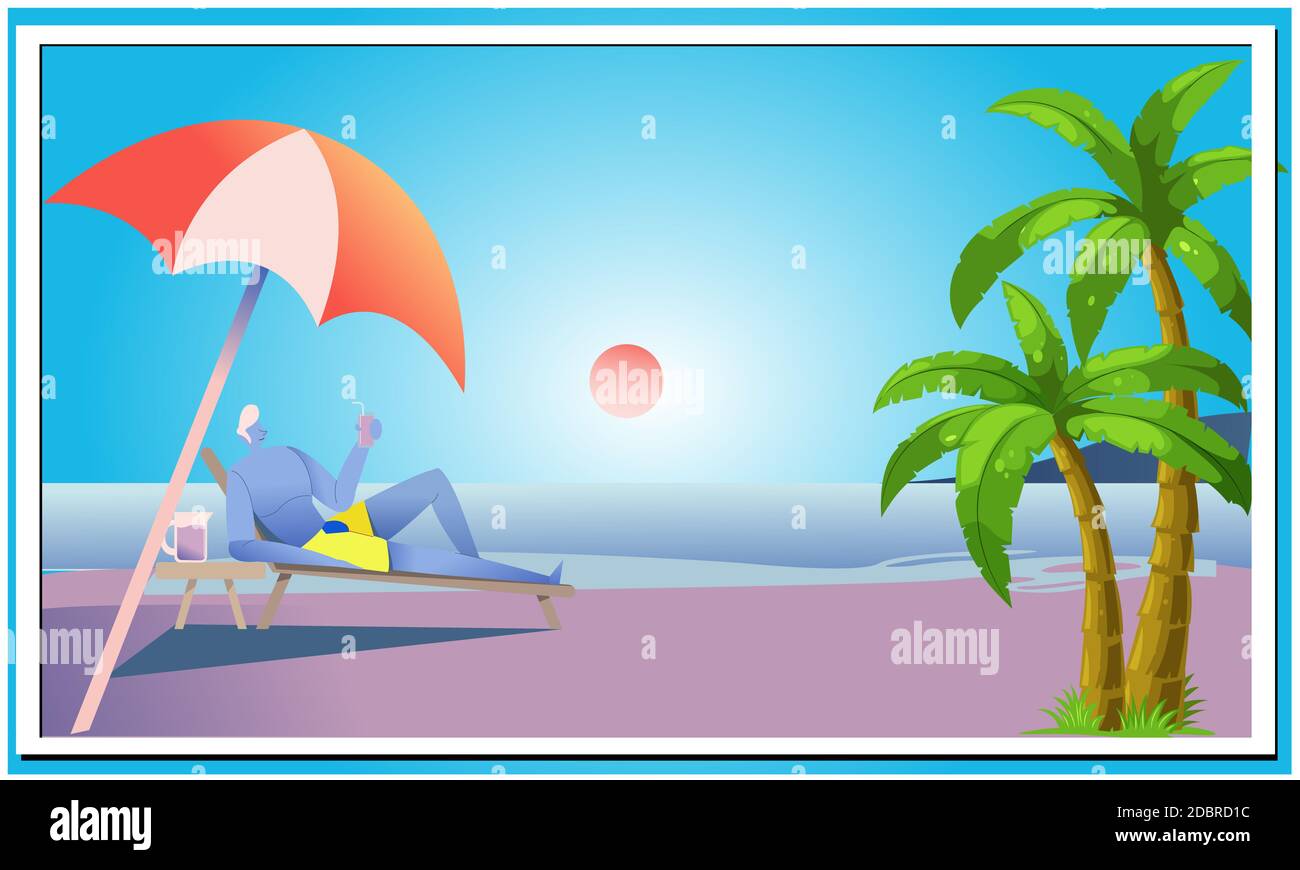Beach view in sunny Cut Out Stock Images & Pictures - Alamy