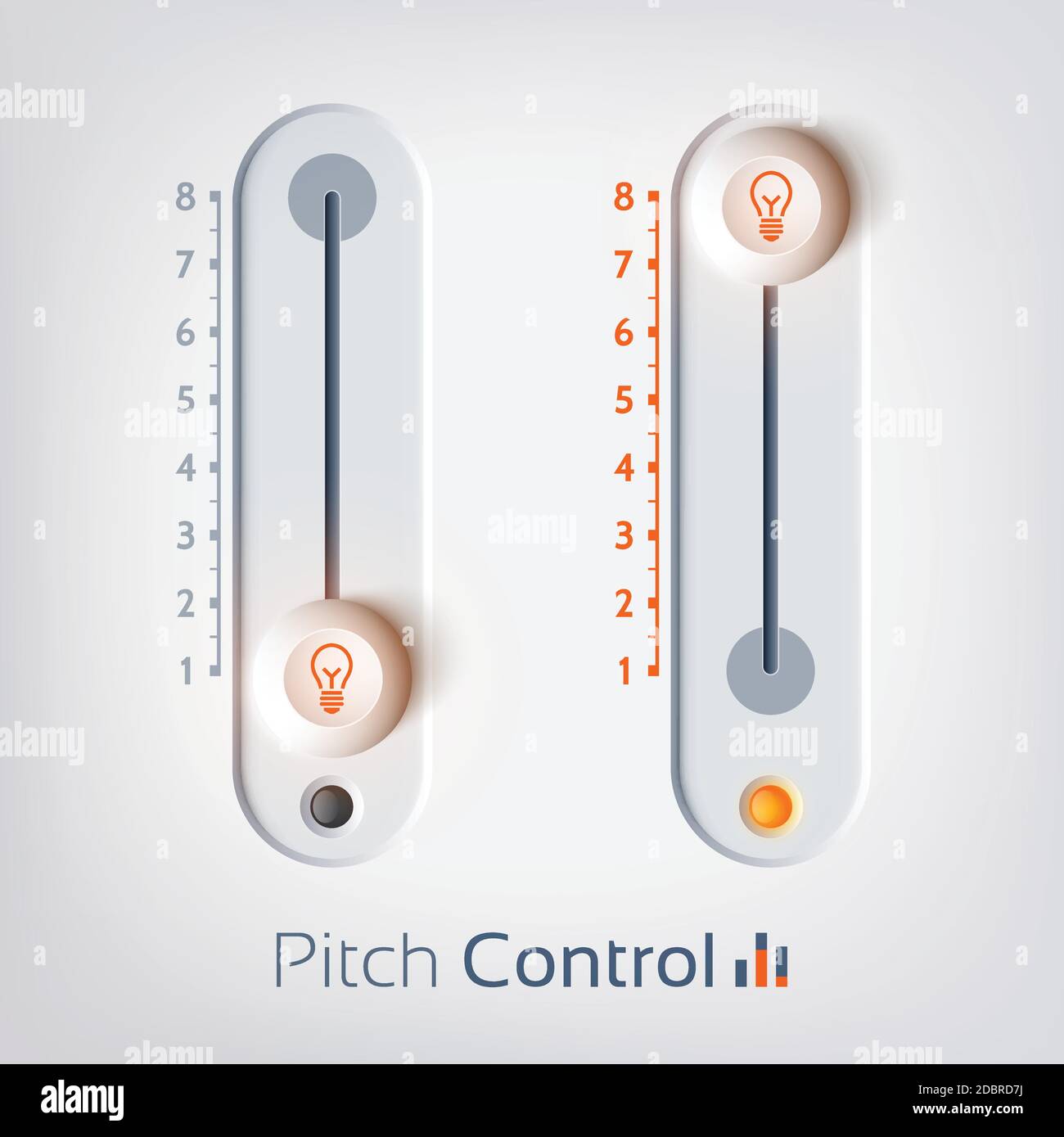 User interface template with vertical slider control on light ...