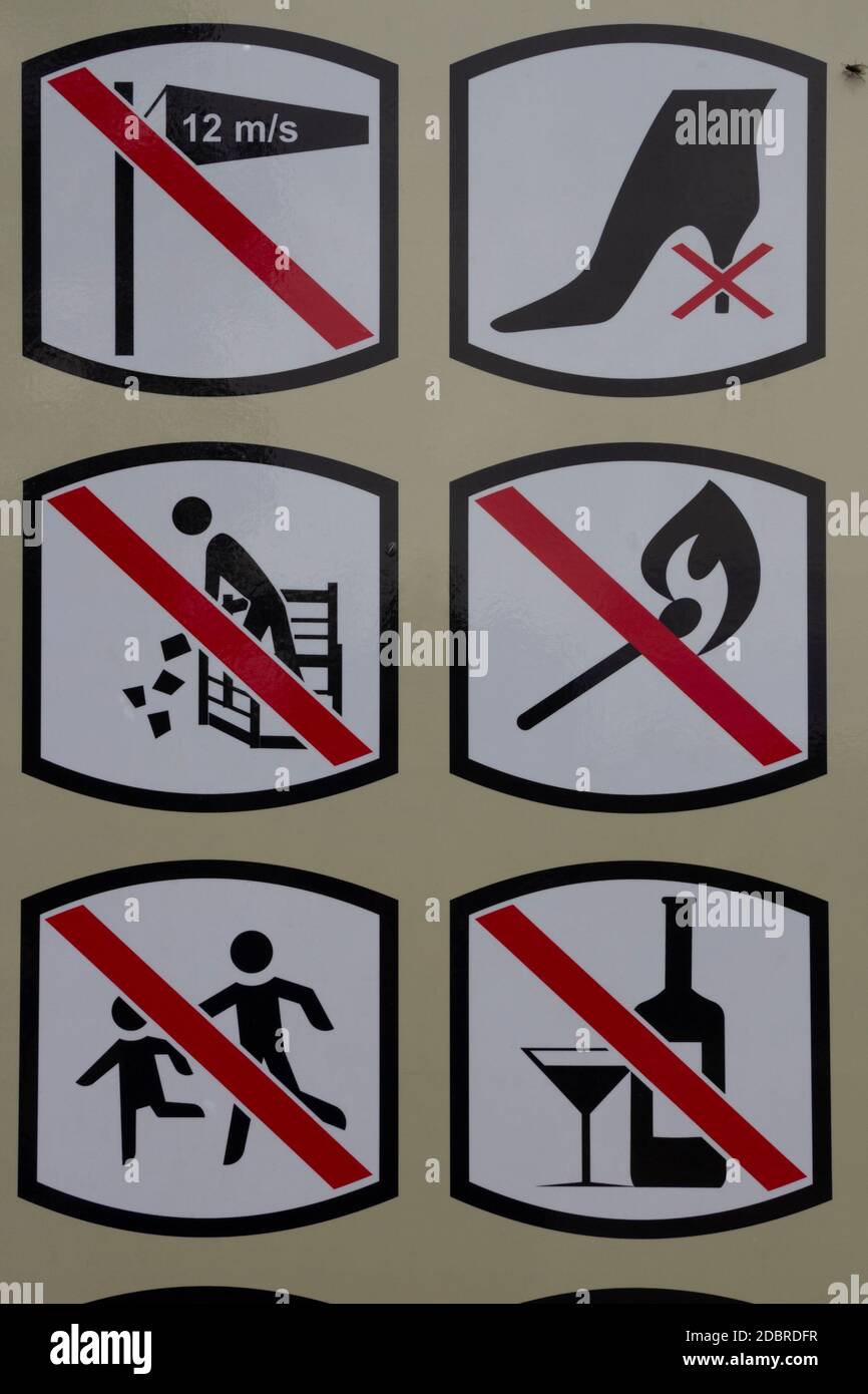 Prohibited sign - what is forbidden to do. Rustic background Stock ...