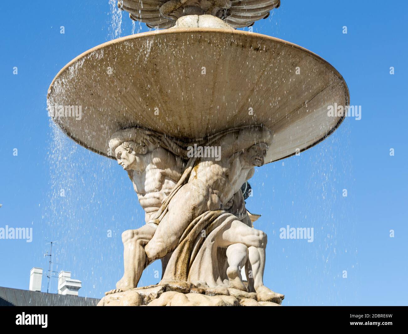 Baroque Residence fountain on Residentplatz in Salzburg. Austria Stock ...