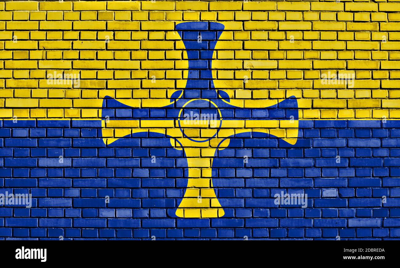 flag of County Durham painted on brick wall Stock Photo - Alamy