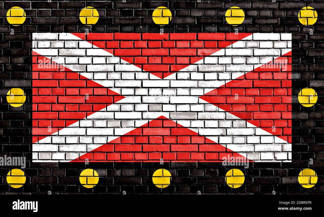 flag of Hampton Poyle painted on brick wall Stock Photo - Alamy