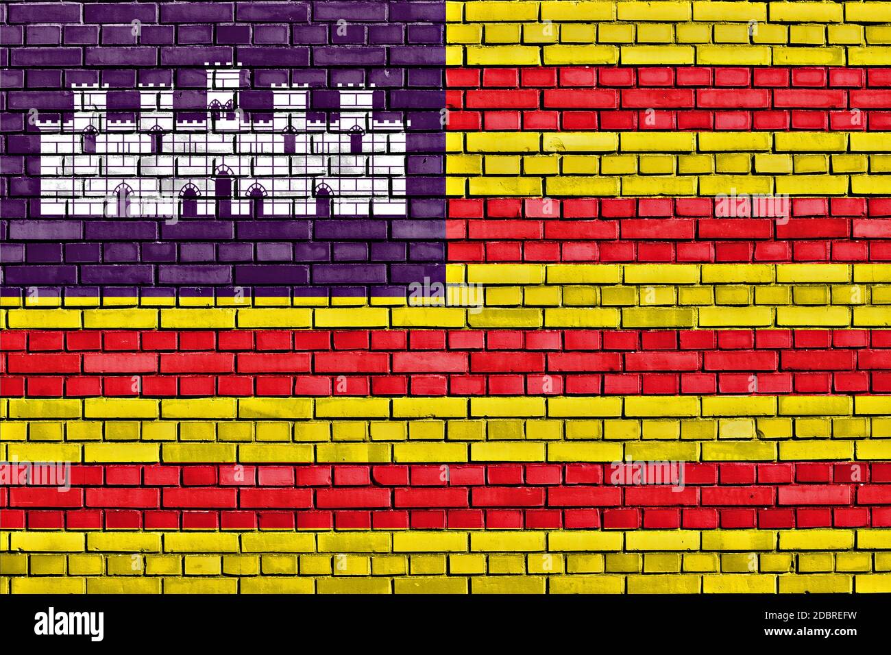flag of Balearic Islands painted on brick wall Stock Photo - Alamy