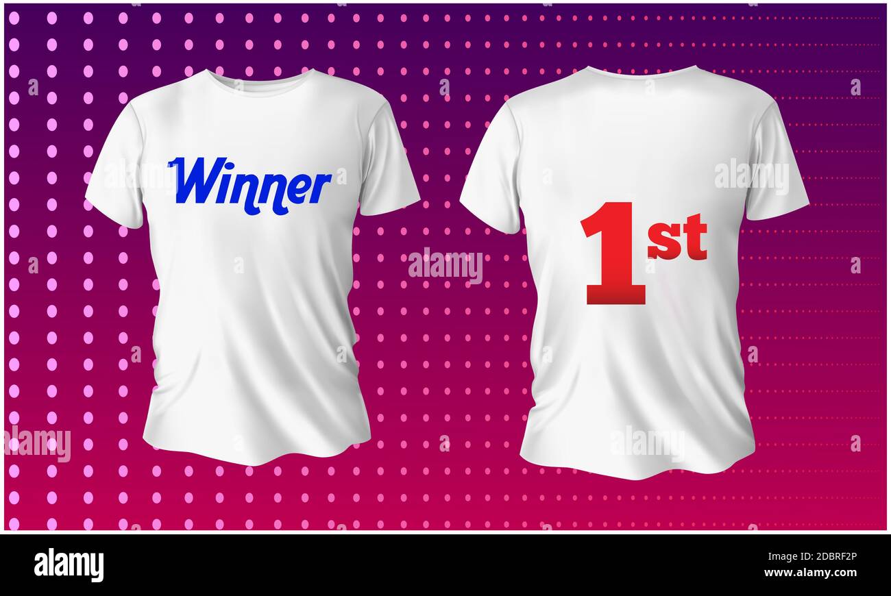 mock up illustration of men wear with winner art on abstract background ...