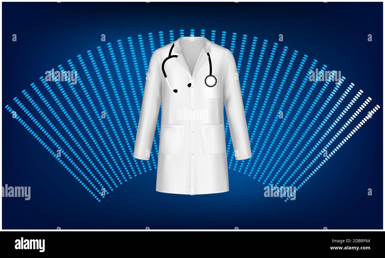 mock up illustration of doctor suit with stethoscope on abstract ...