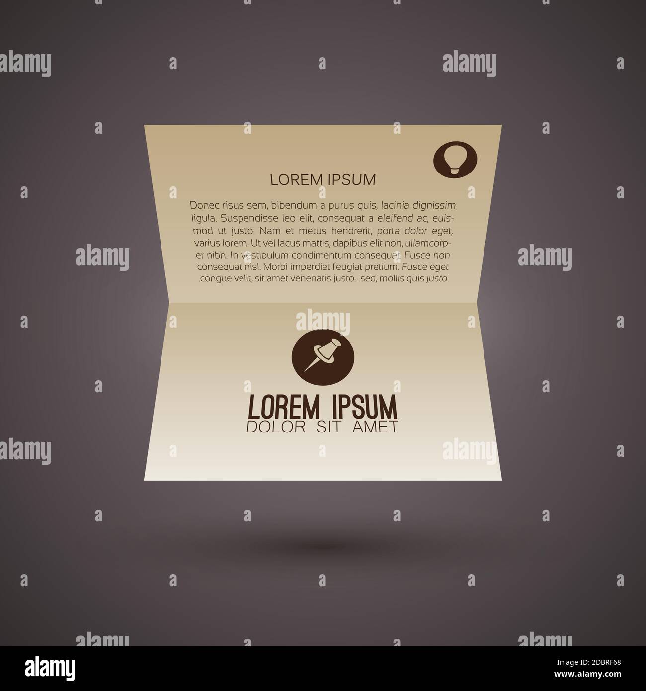 Abstract business infographic concept with bent paper text and icons on ...