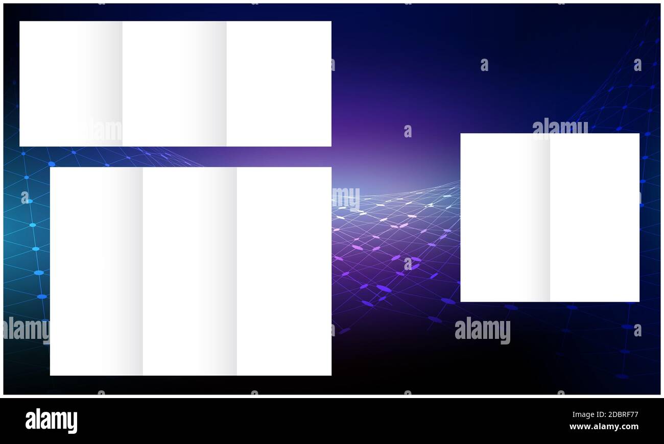 mock up illustration of single and multi fold brochure on abstract ...