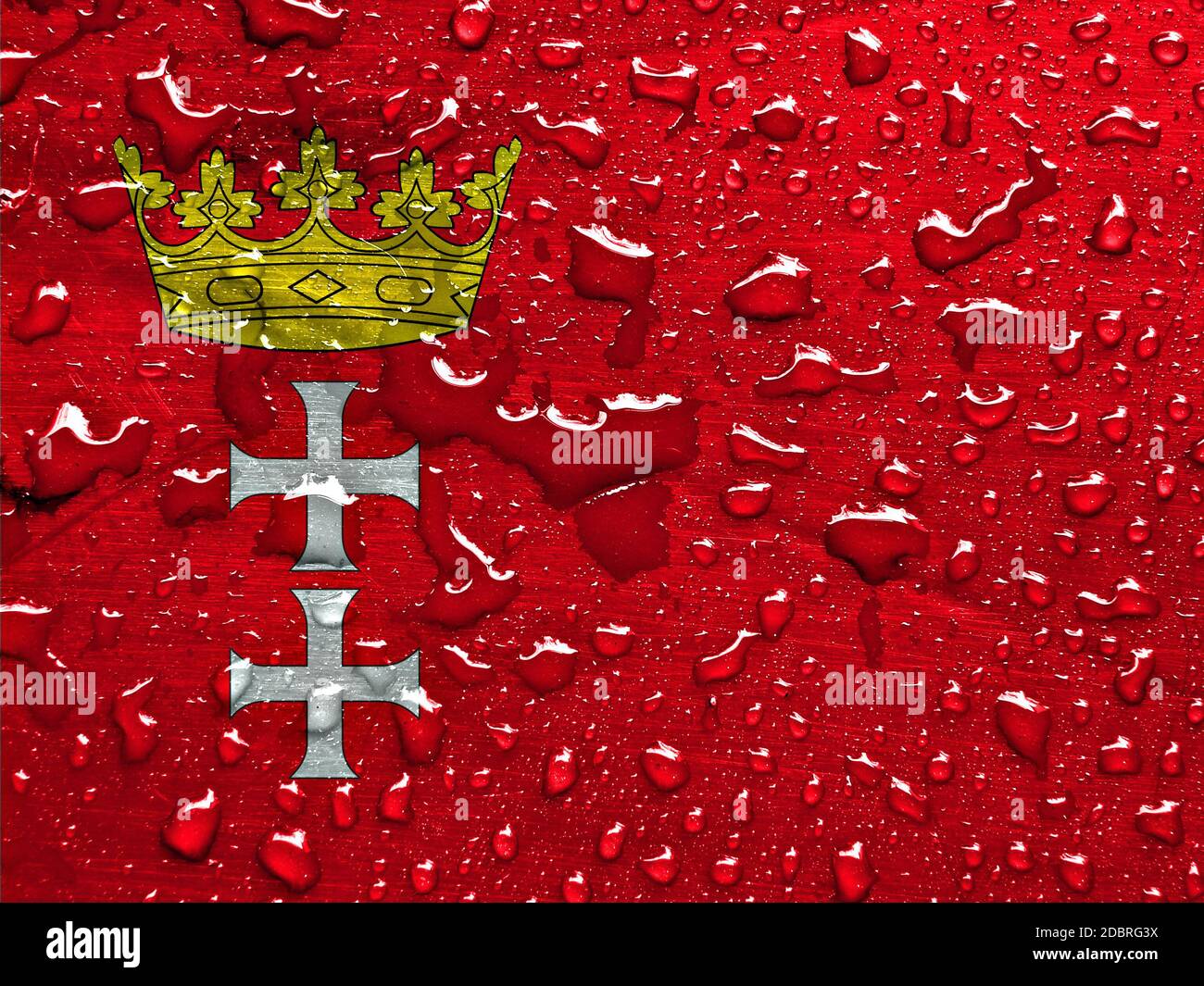 flag of Gdansk with rain drops Stock Photo - Alamy