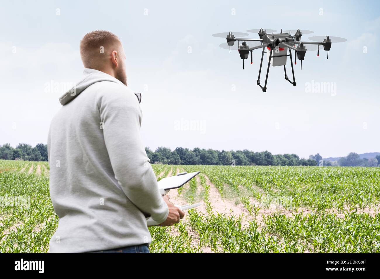 Modern Smart Farming Agriculture Technology At Farm Or Field Stock ...