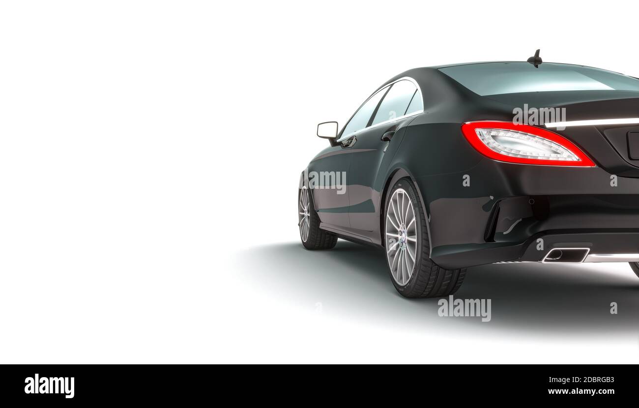 sports car detail on white background, rear view. 3d render Stock Photo ...