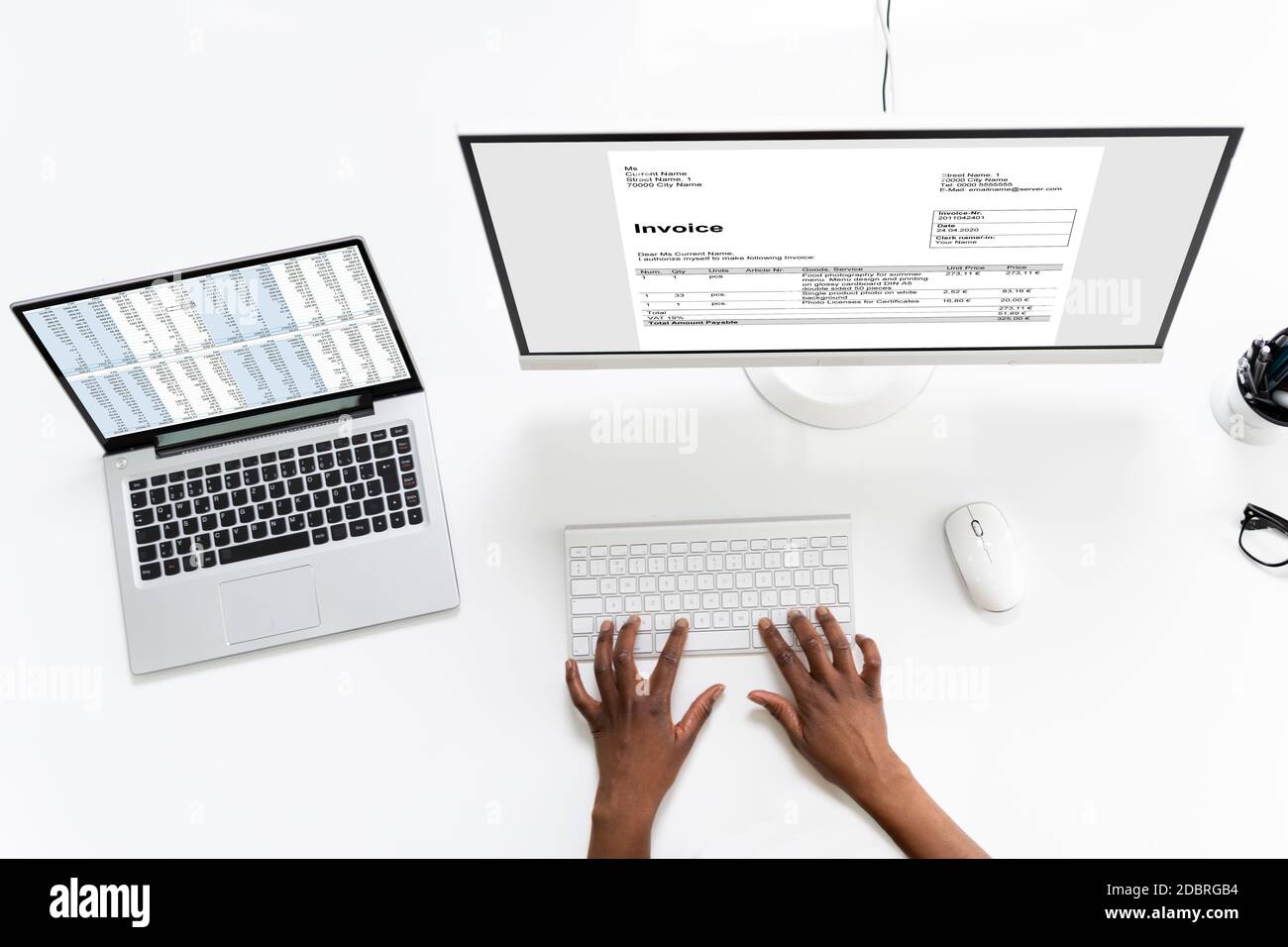 Online Electronic Invoice Management On Desktop Computer Stock Photo ...