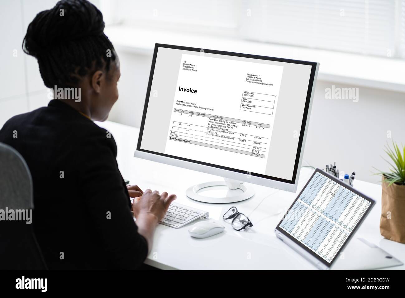 Online Electronic Invoice Management On Desktop Computer Stock Photo ...