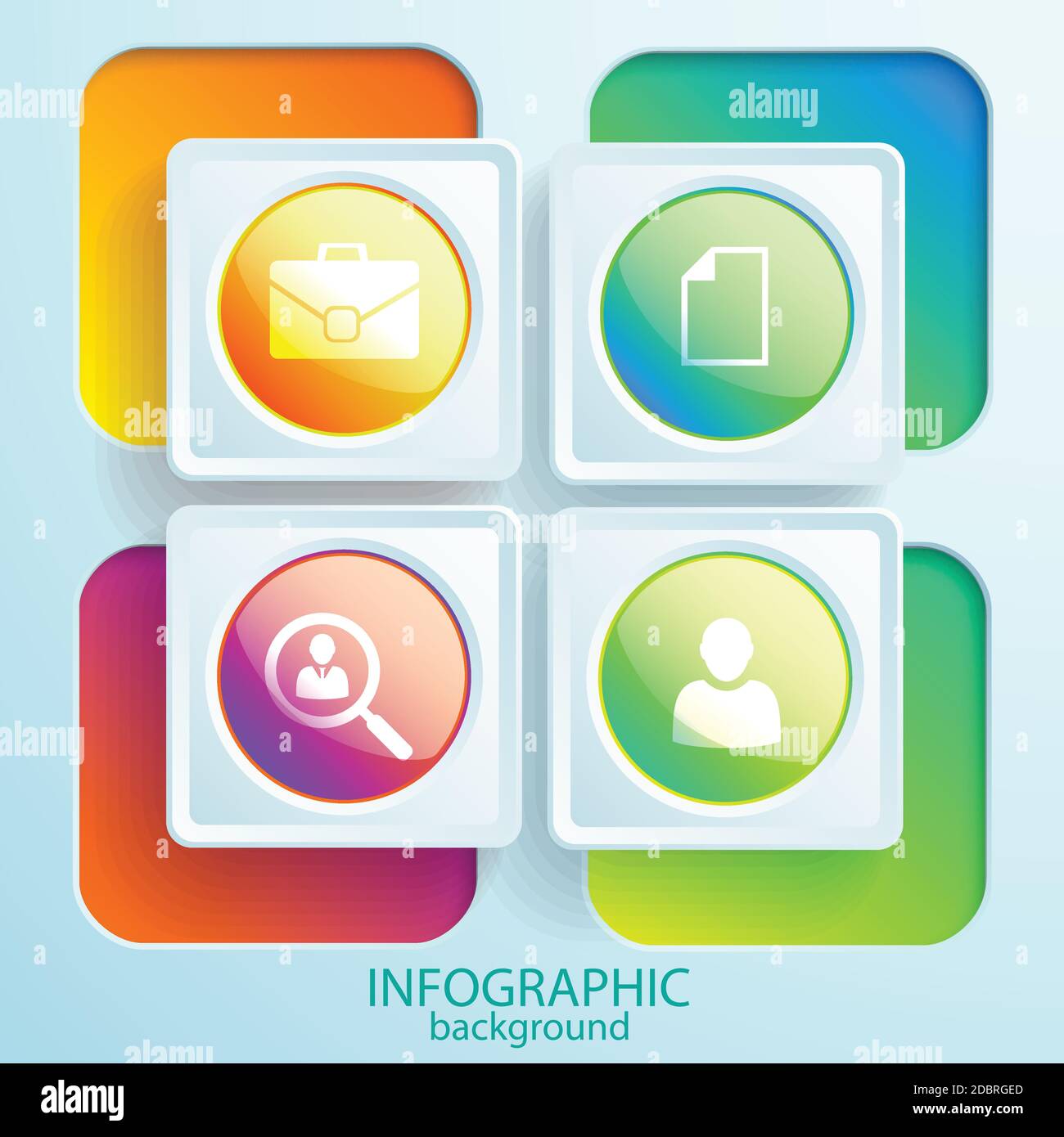 Web Business Infographic Elements With Icons Round Glossy Buttons And Colorful Square Frames