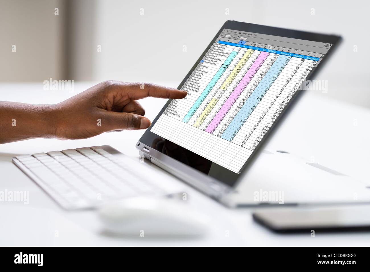Woman Employee Analyst Working With Spreadsheet Software Stock Photo ...