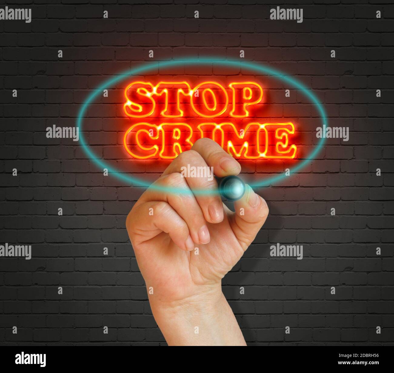 writing words ' Stop Crime ' on bricks background made in 2d software ...
