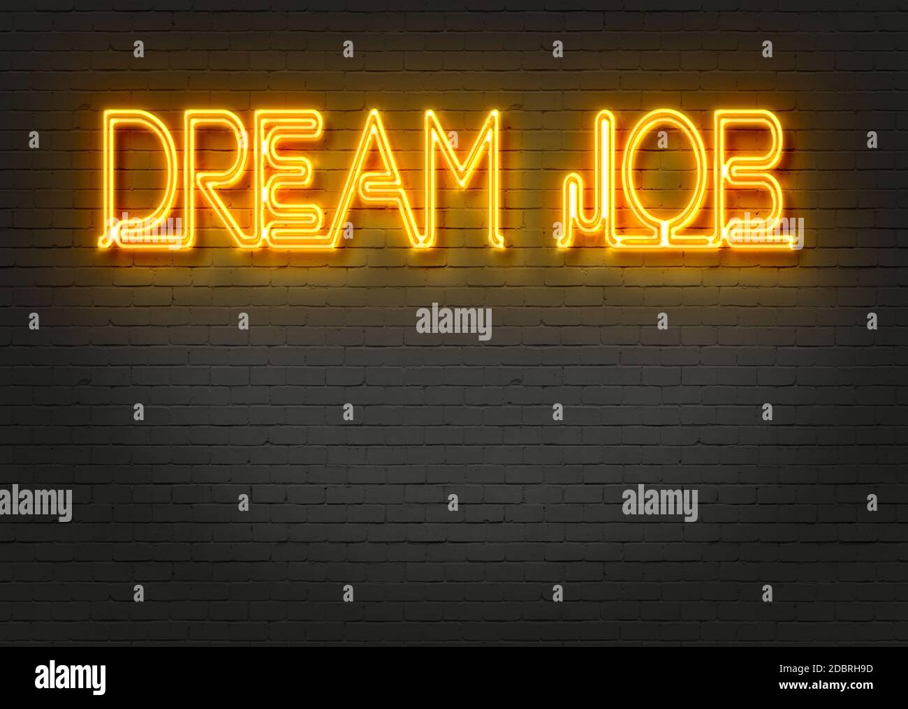 writing words ' DREAM JOB ' on bricks background made in 2d software ...