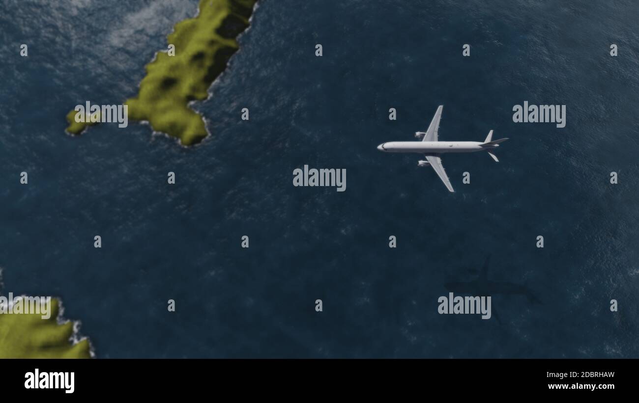 airplane flies over a sea Stock Photo - Alamy