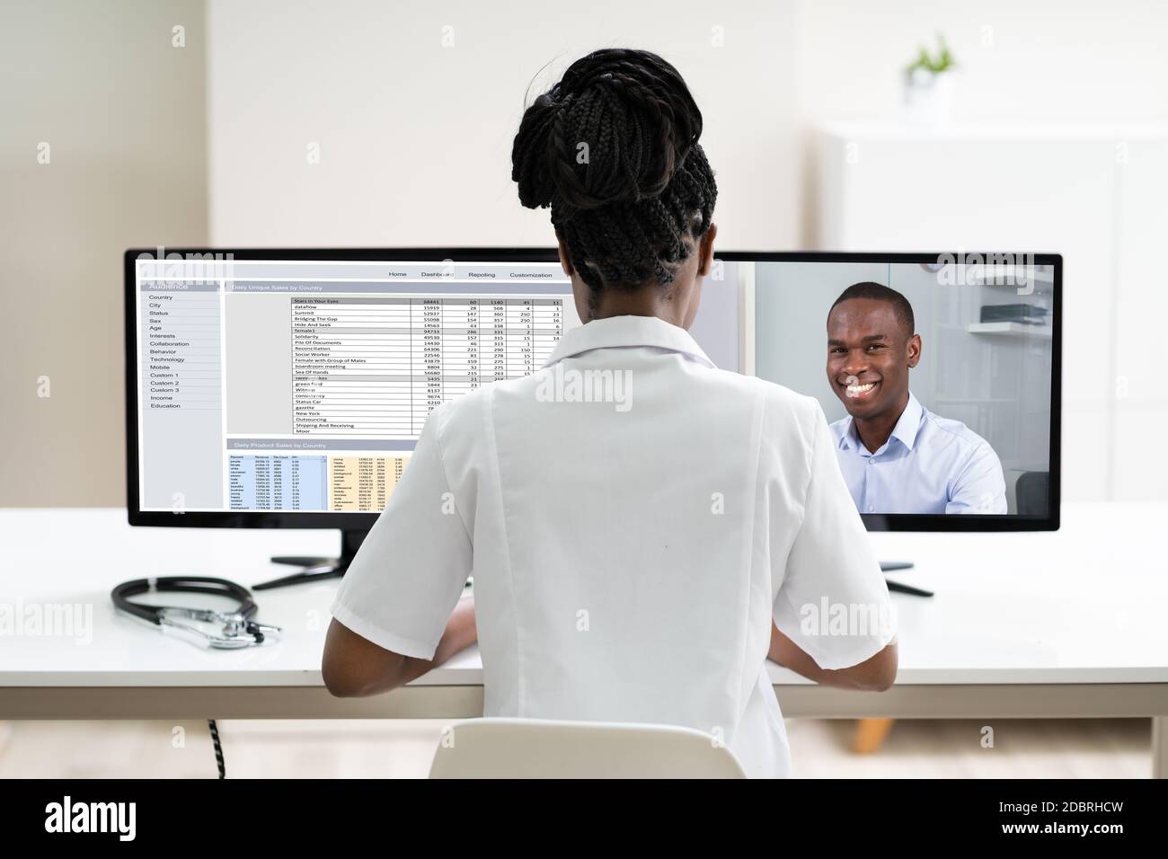 African Doctor In Video Conference Call Talking With Patient Stock ...