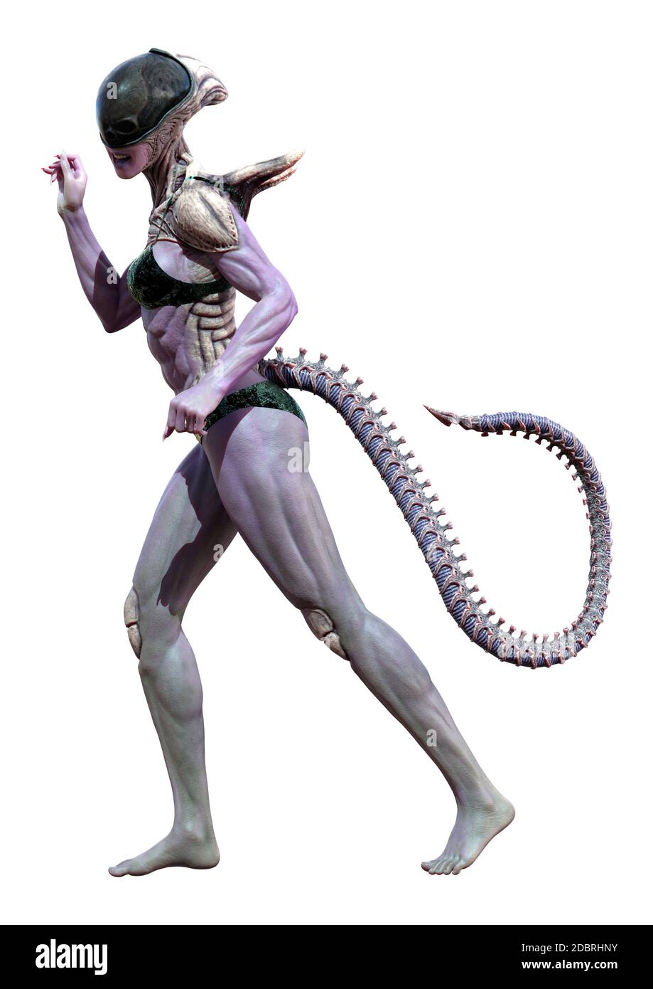 3D rendering of a sceince fiction female alien isolated on white ...