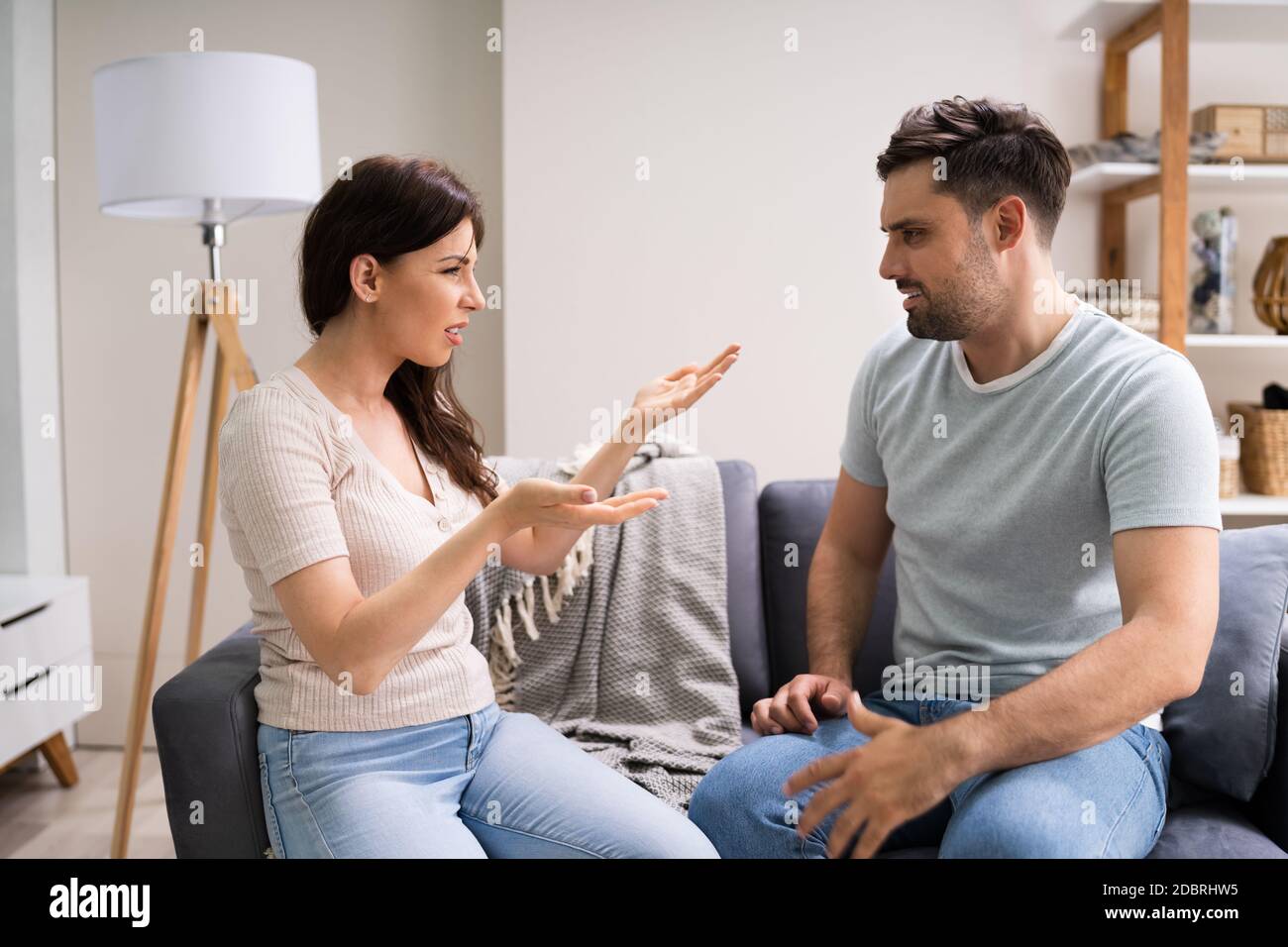 Sad Couple Infidelity Problems. Woman Dispute And Arguing Stock Photo ...