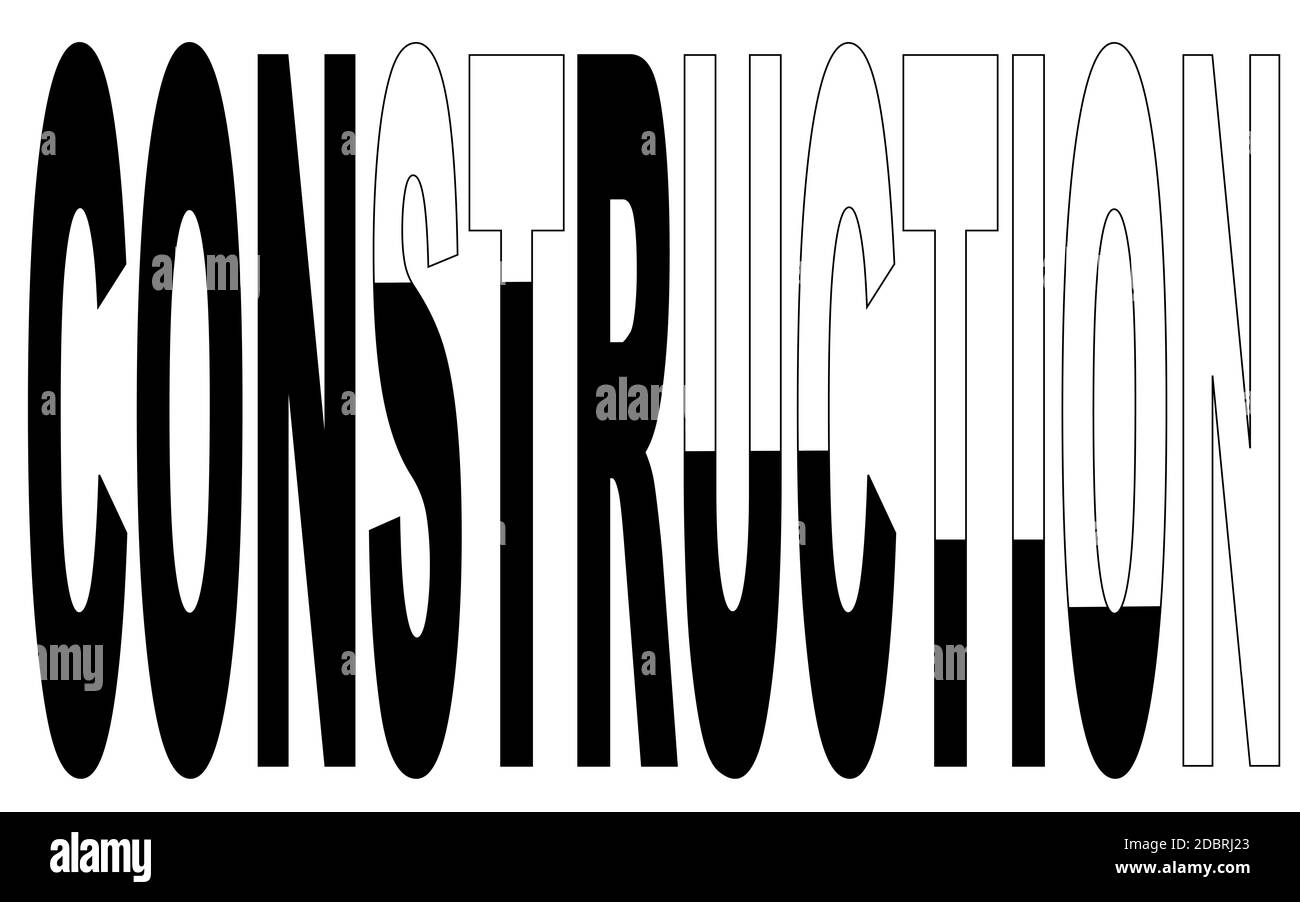 The word construction being constructed over a white background Stock ...