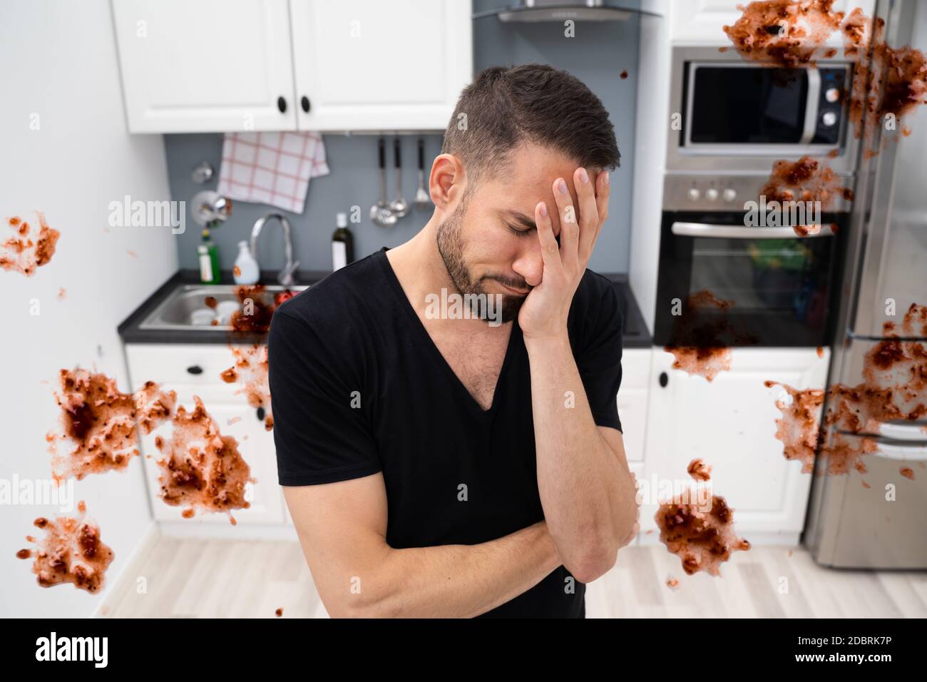 Messy Kitchen Food Spill Accident And Mess Stock Photo - Alamy