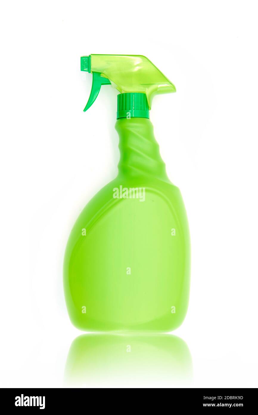 A studio photo of a green spray bottle Stock Photo - Alamy
