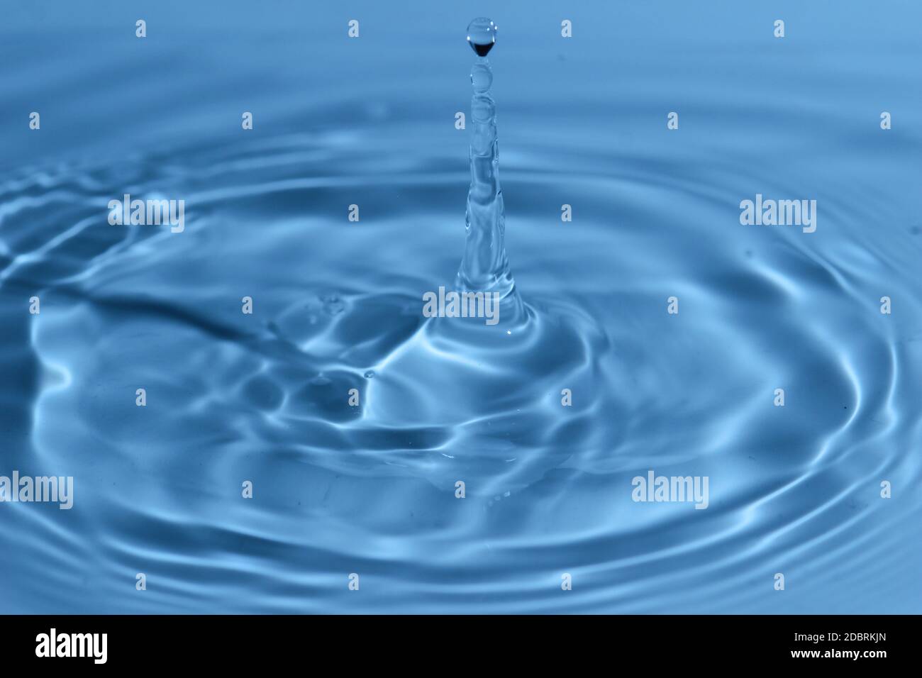 Texture, background with falling water drops and waves with blue water ...