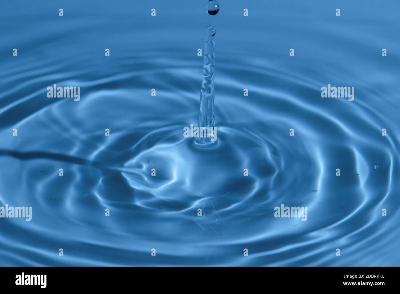 Texture, background with falling water drops and waves with blue water ...