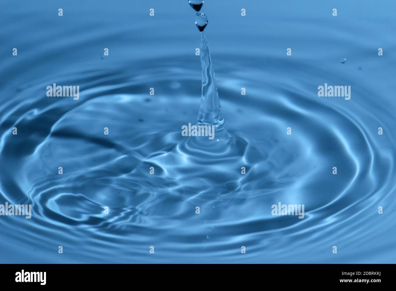 Texture, background with falling water drops and waves with blue water ...