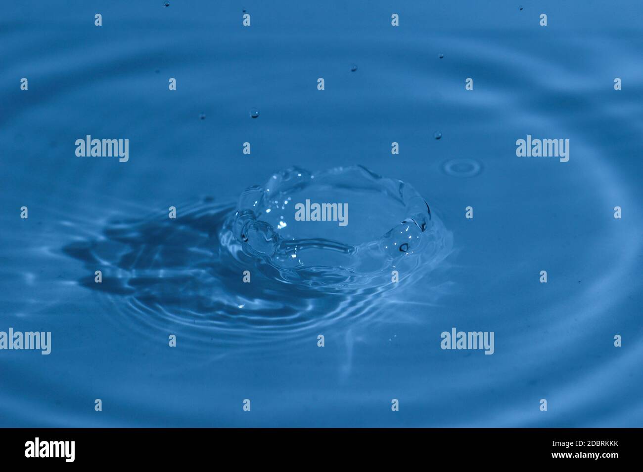 Texture, background with falling water drops and waves with blue water ...