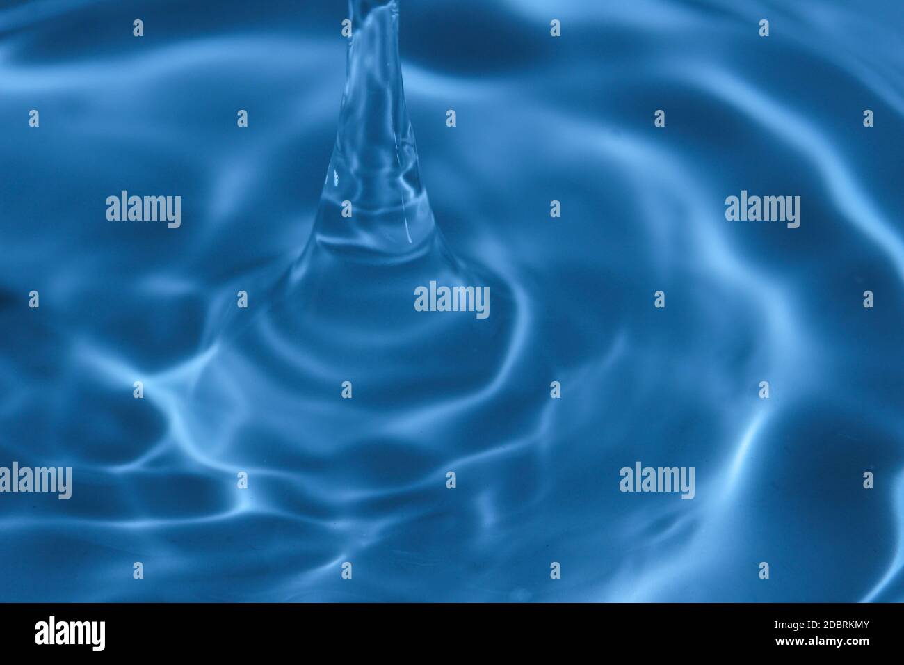 Texture, background with falling water drops and waves with blue water ...