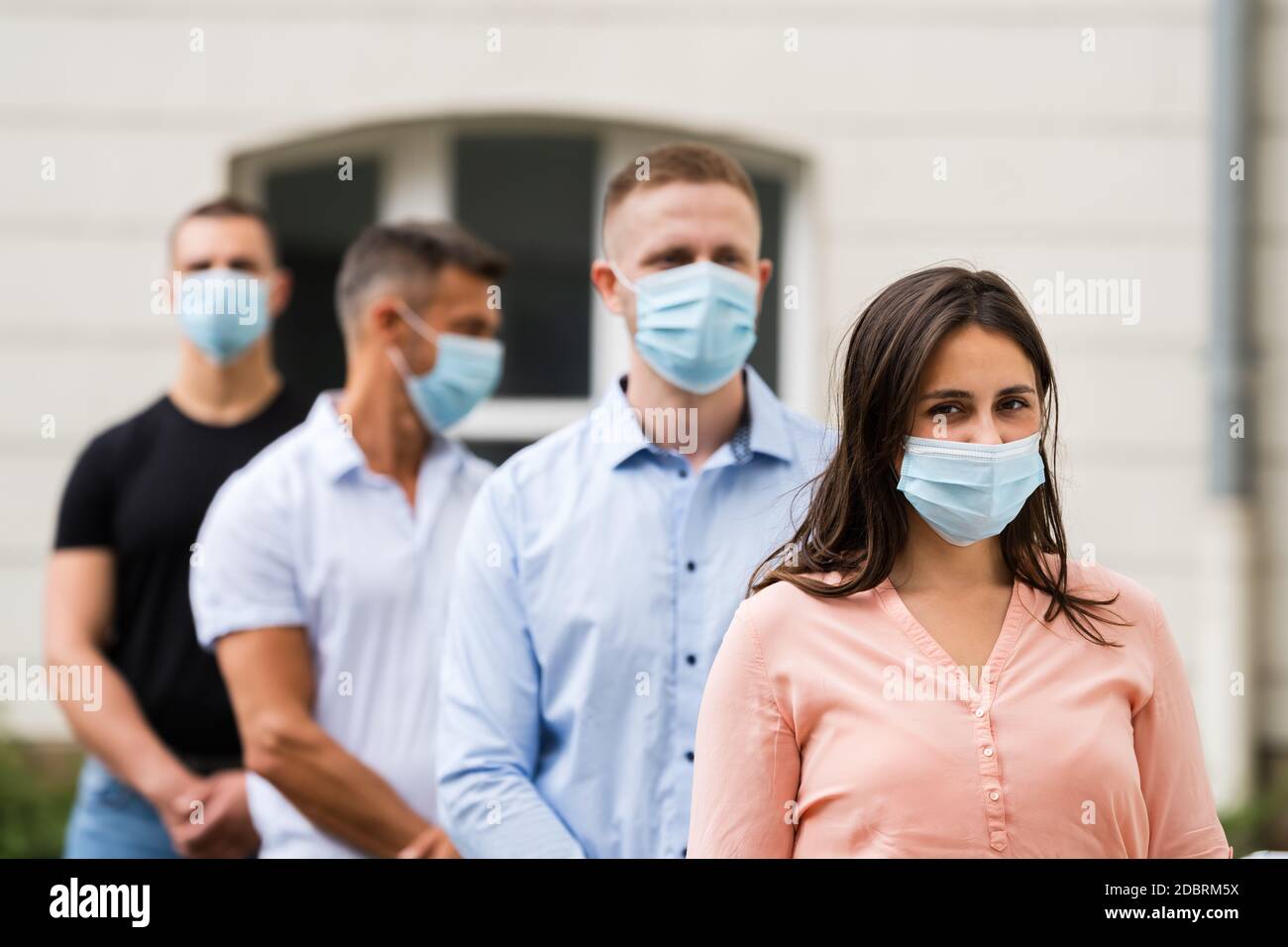 Job Center Line Of Jobless Unemployed Recruitment Seekers With Face ...