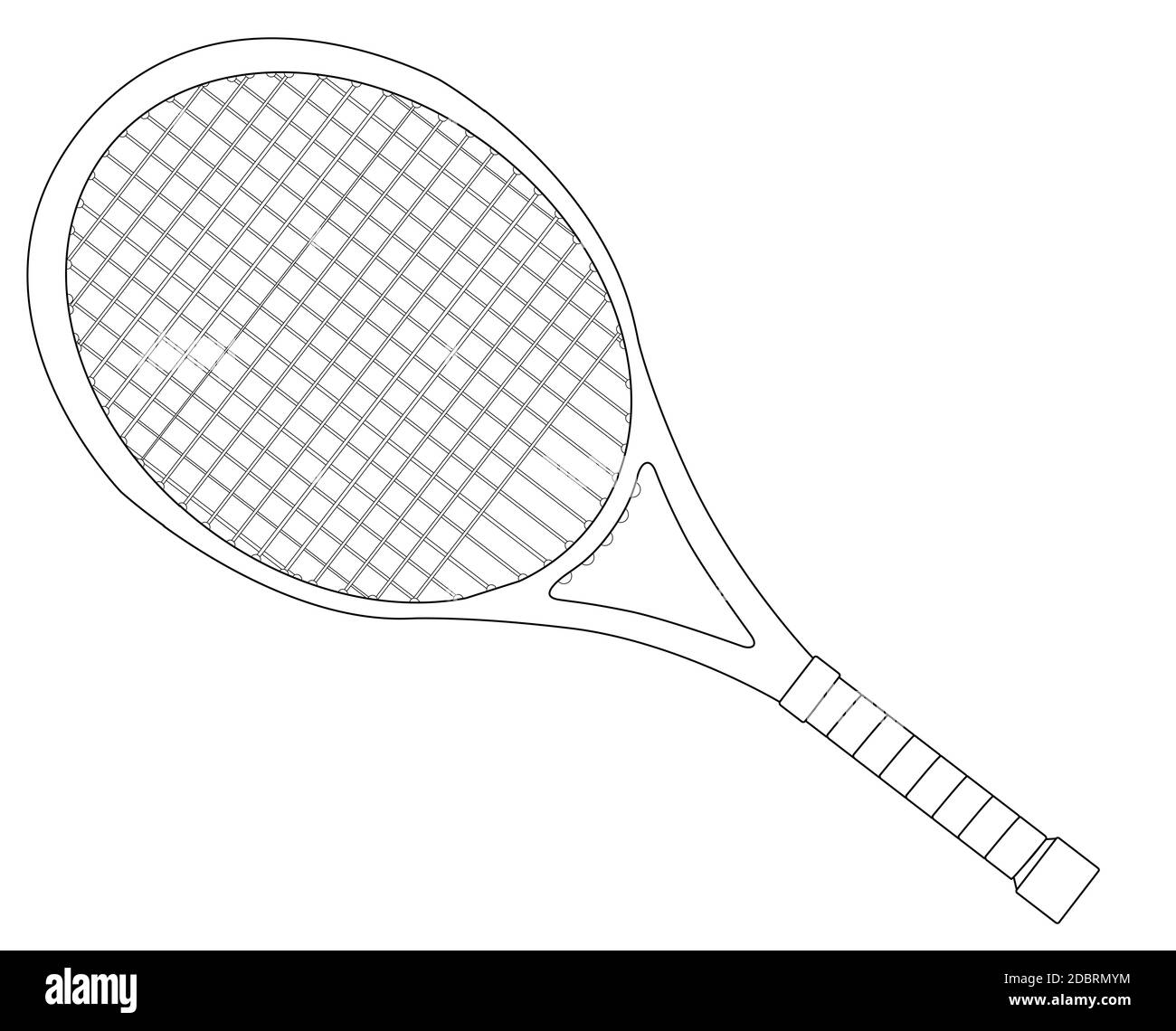 A tennis racket in outline over a white background Stock Photo - Alamy