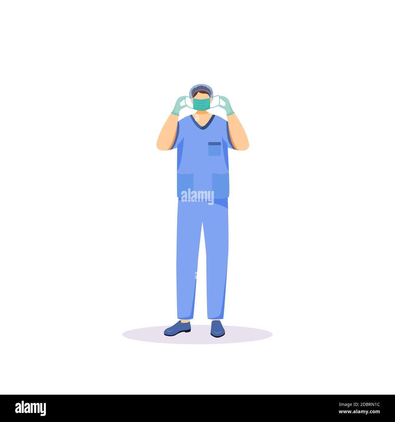 Nurse wearing face mask flat color vector faceless character. Hospital ...