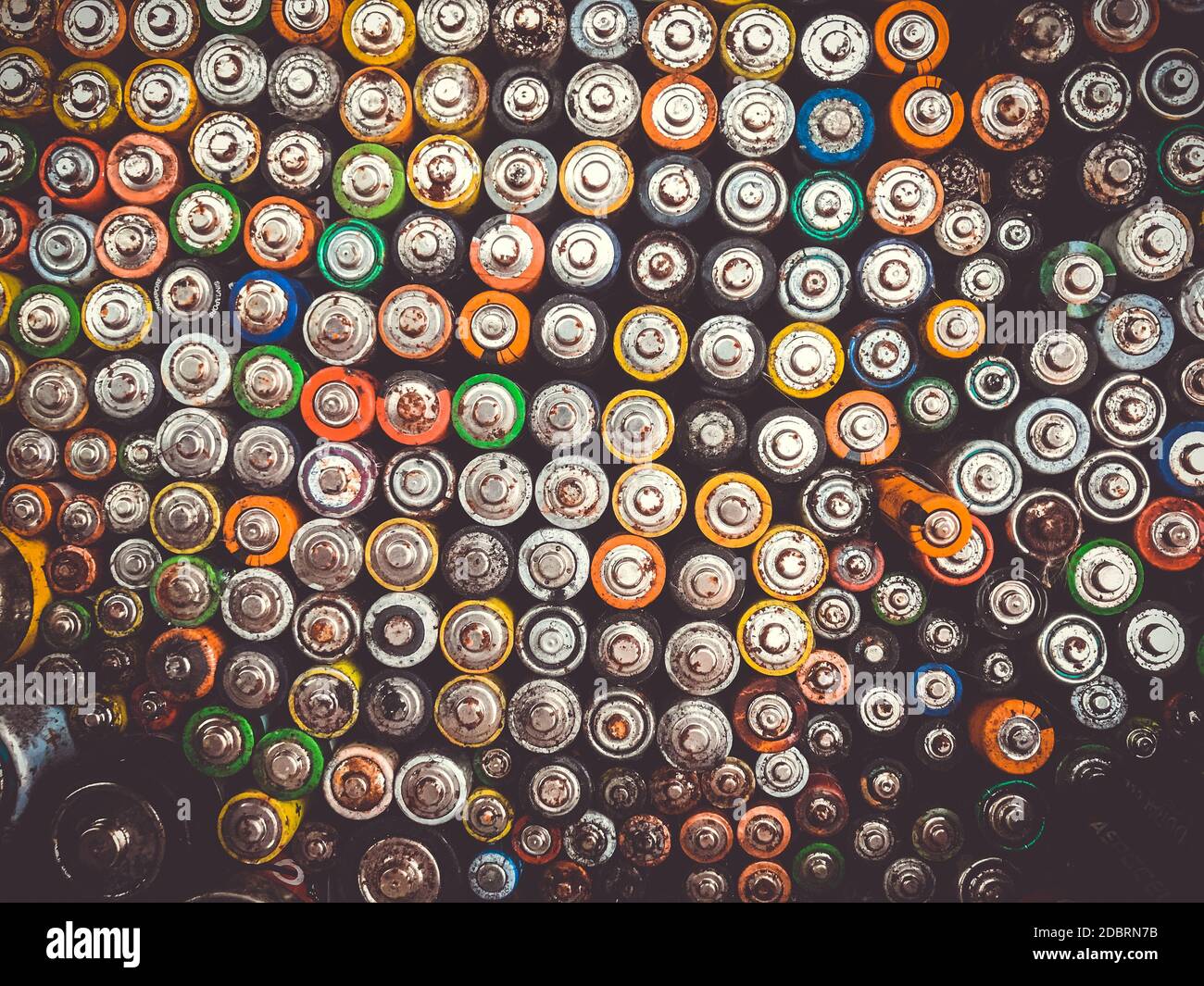 Old used batteries group. Top view background texture wallpaper Stock ...